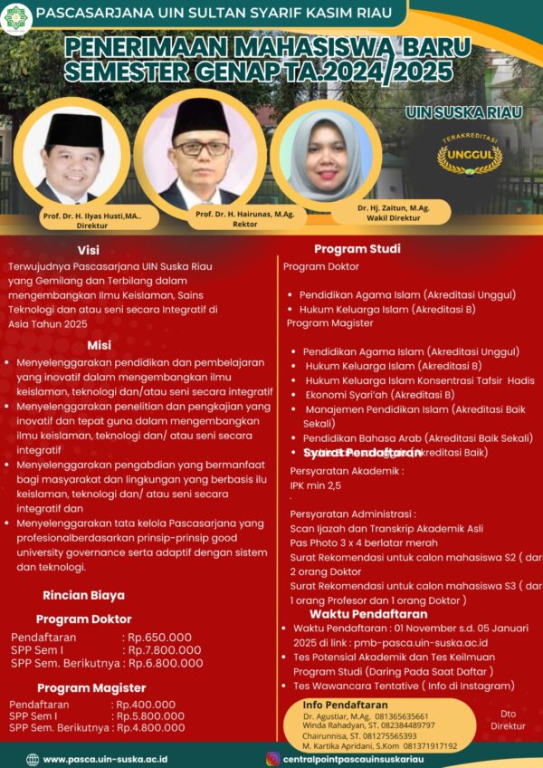 Penerimaan Mahasiswa Baru (PMB) Pascasarjana UIN Suska Riau 2024/2025 Genap – International ...